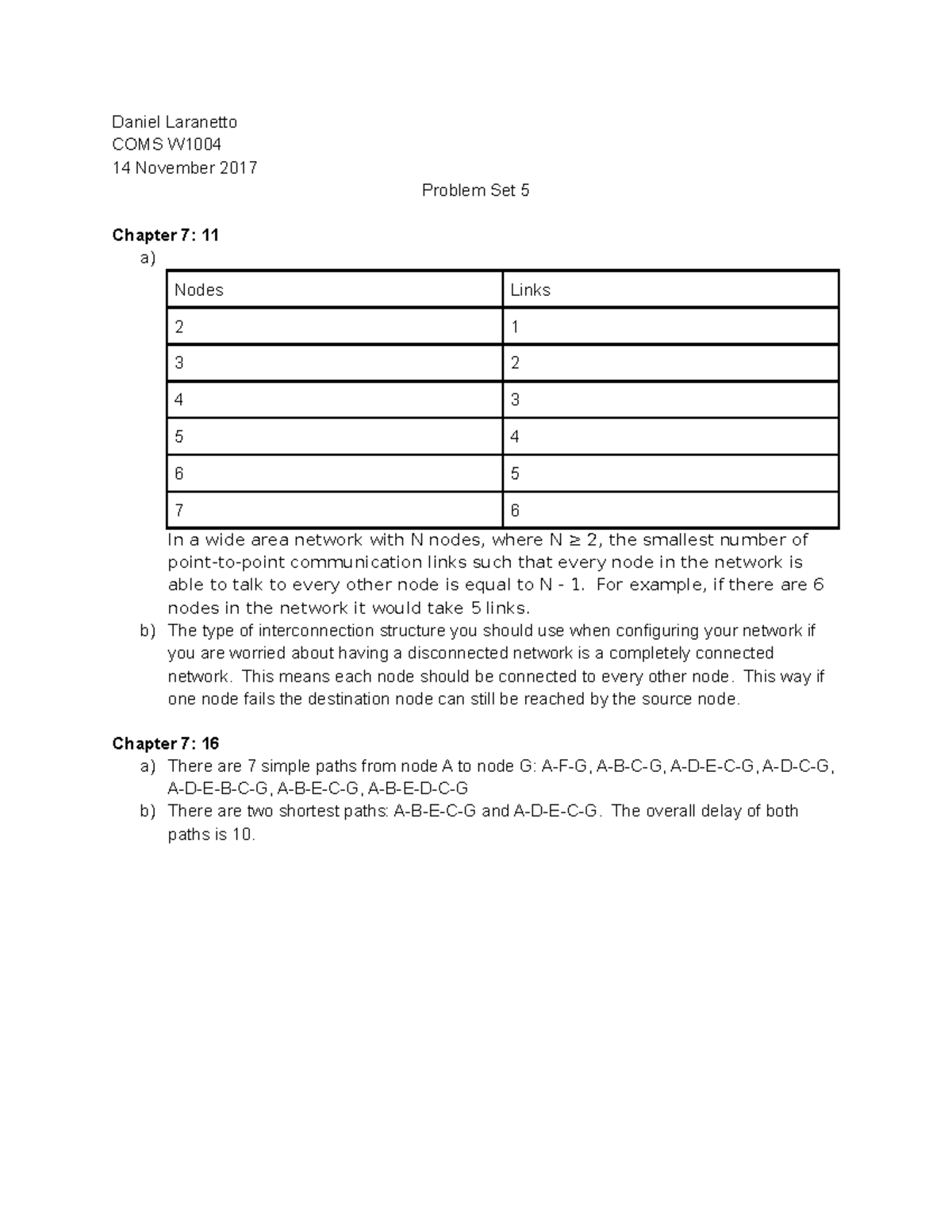 Problem Set 5 - Homework assignment - Daniel Laranetto COMS W1004 14 November 2017 Problem Set 5 ...