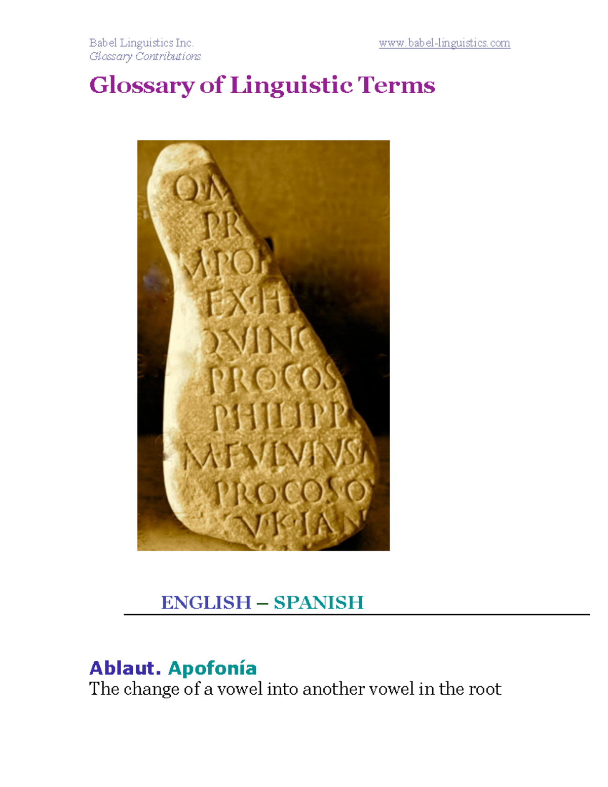 Glossary-Linguistics - Glossary Contributions Glossary of Linguistic ...