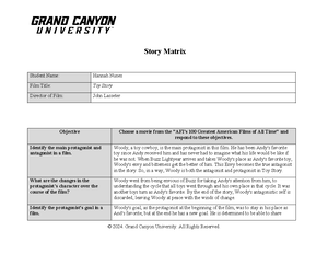 DFP-101-Story Matrix - Story Matrix Student Name: Film Title: Director ...