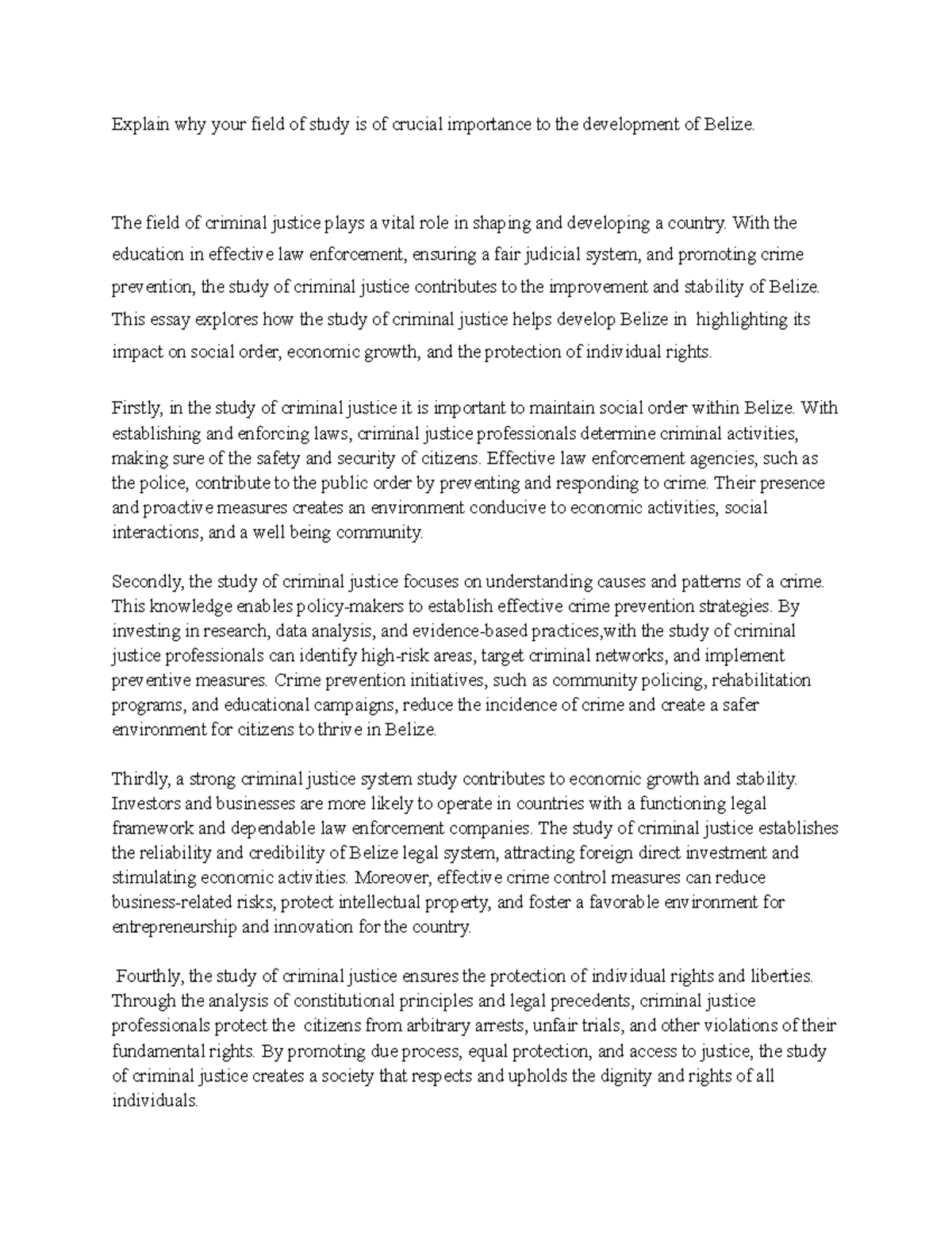 Expository Essay - Explain why your field of study is of crucial importance to the development ...