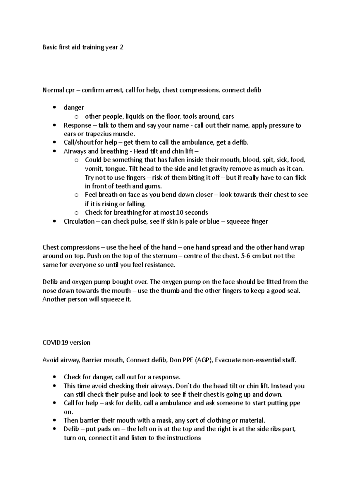 Basic first aid training year 2 - Call/shout for help – get them to ...