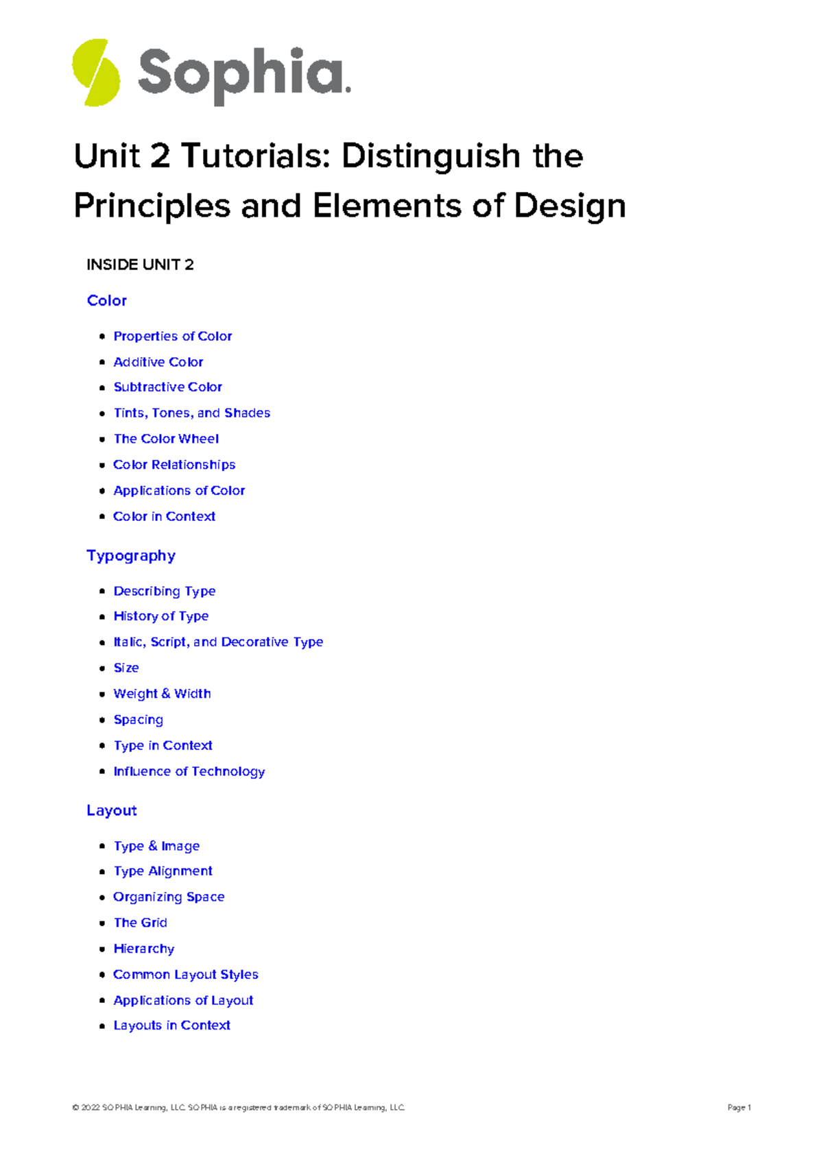 Unit 2 tutorials distinguish the principles and elements of design ...