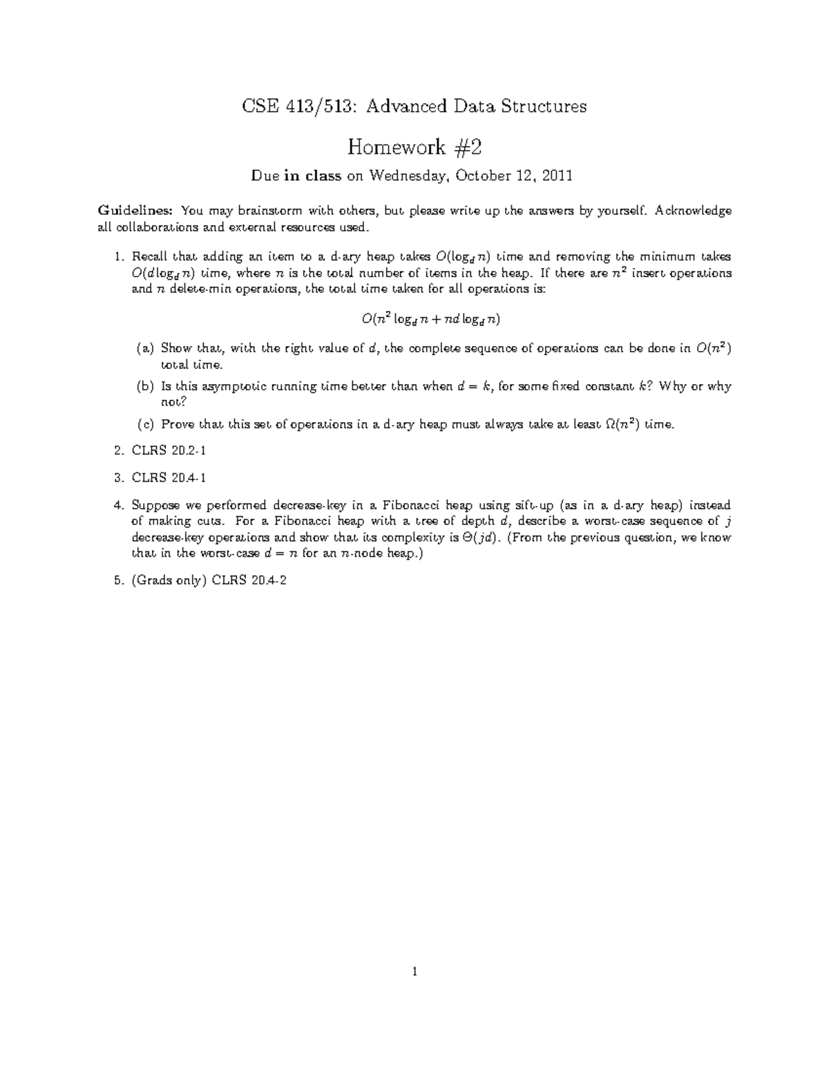 Hw2 Homework Assignment 2 Cse Advanced Data Structures Homework Due