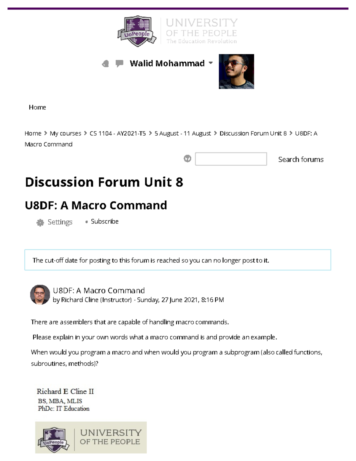 DF 8 - Computer Systems Discussion forum Assignment Unit 8 with Answers ...