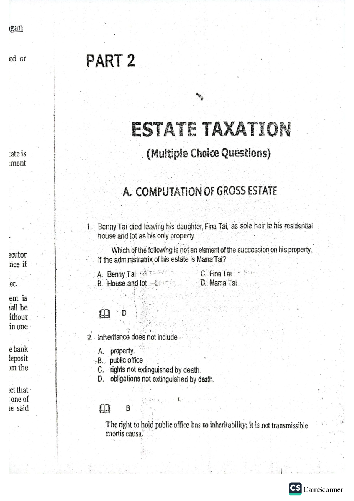 Estate TAX MCQ - tax sample quiz - Intermediate Accounting - Studocu
