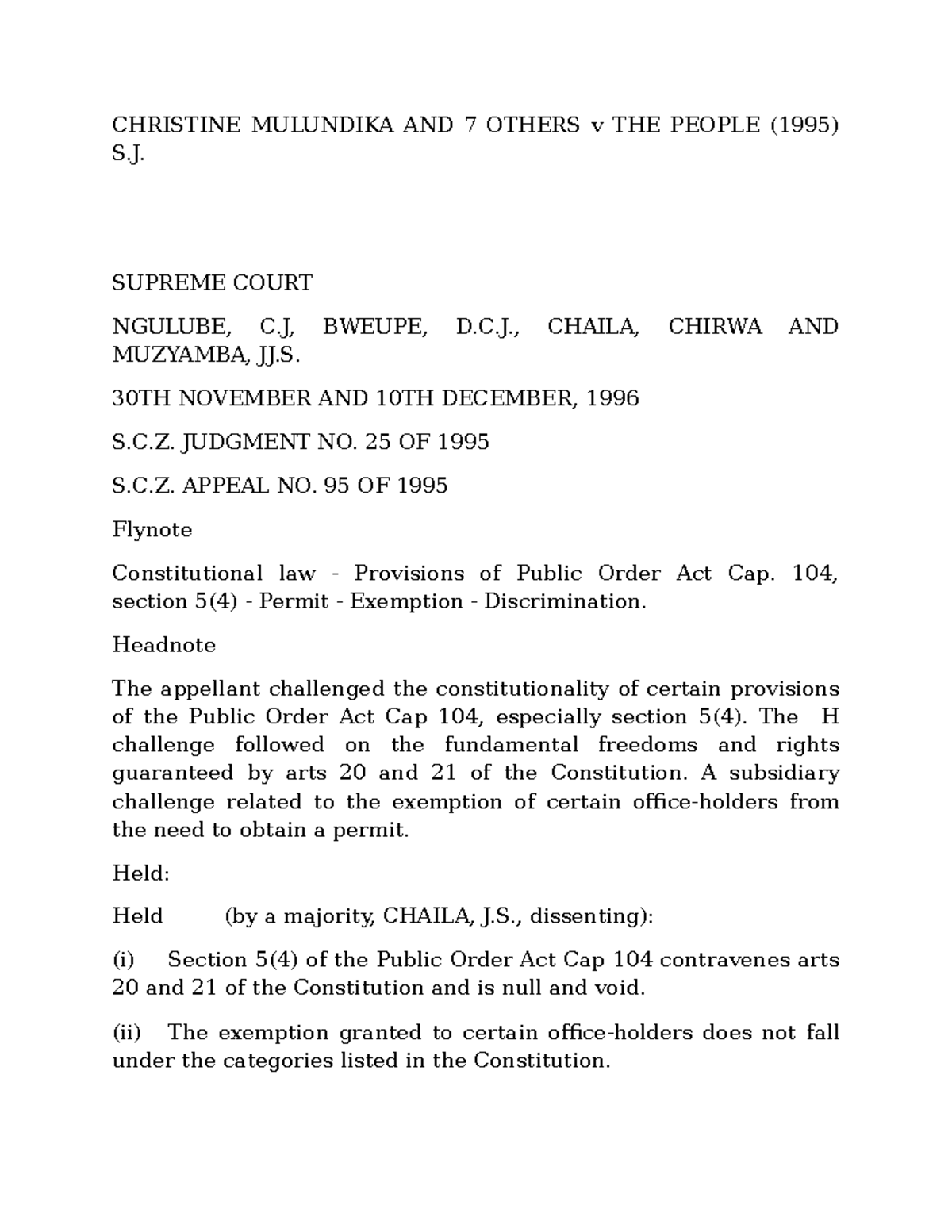 Christine Mulundika AND 7 Others v THE People - CHRISTINE MULUNDIKA AND 7 OTHERS v THE PEOPLE ...