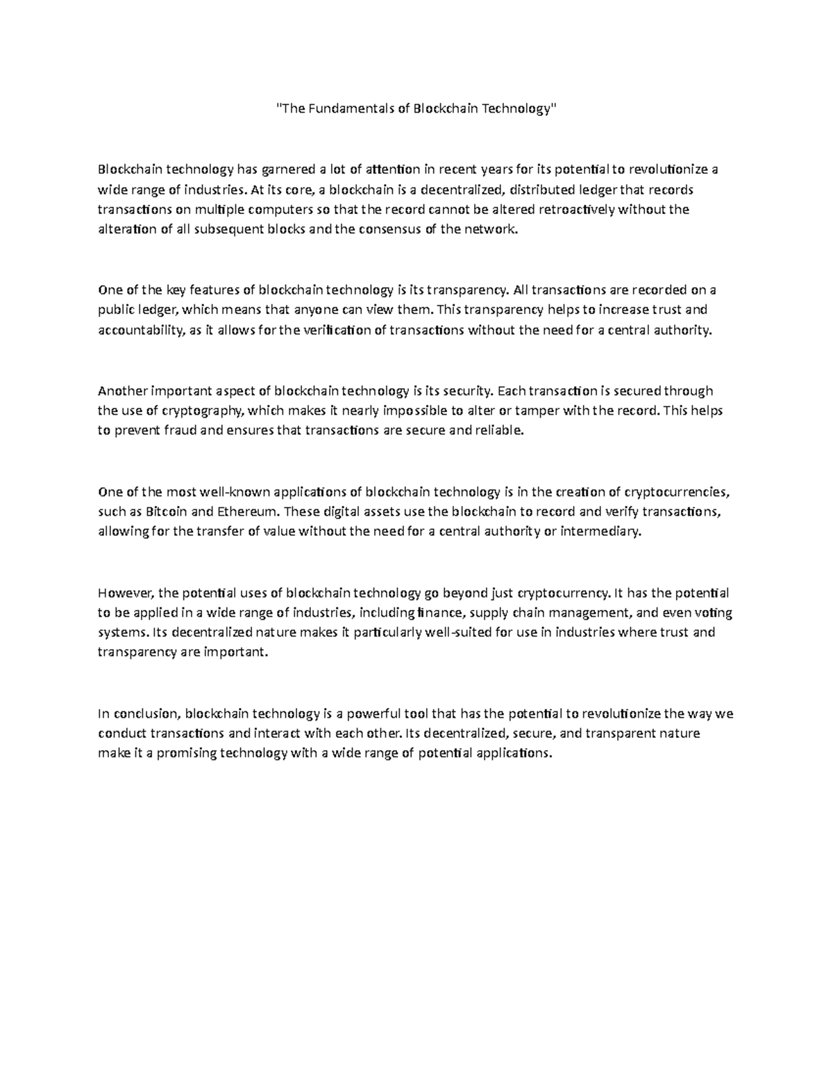 The Fundamentals of Blockchain Technology - "The Fundamentals of ...