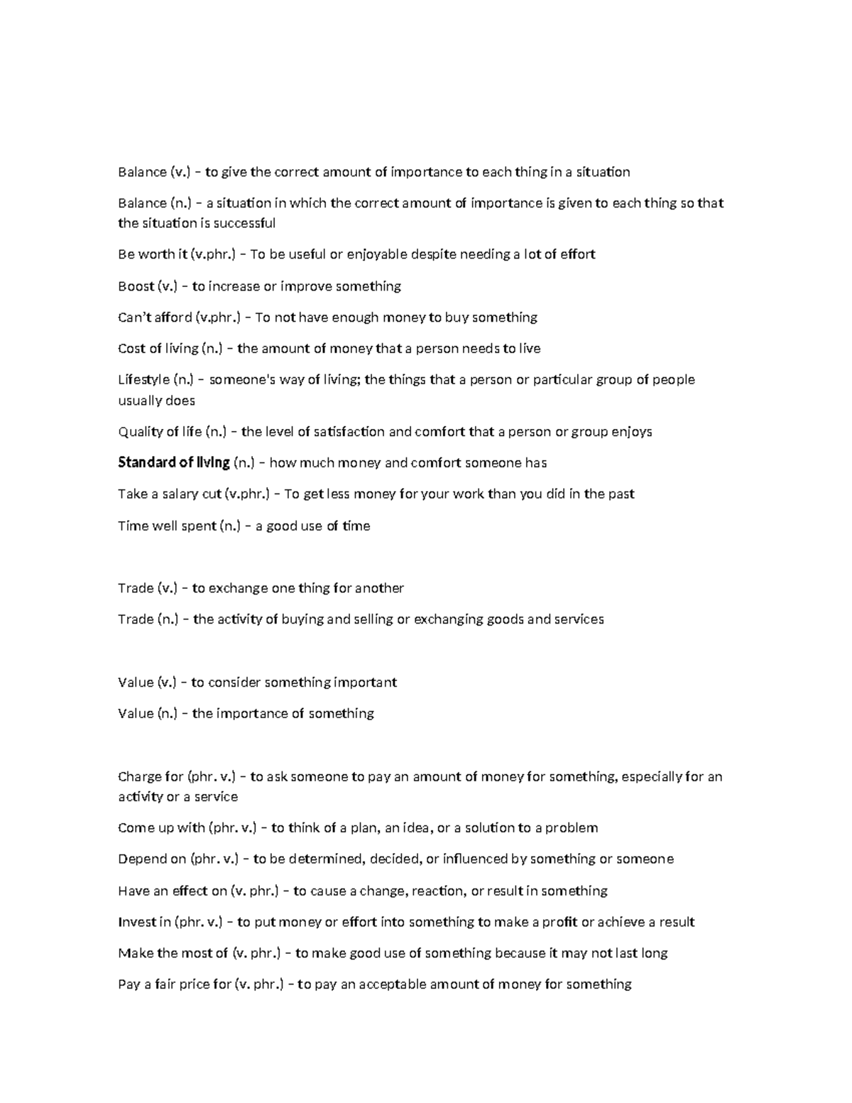 Unit 3 - Apuntes unidad 3, vocabulario. - Balance (v.) – to give the ...