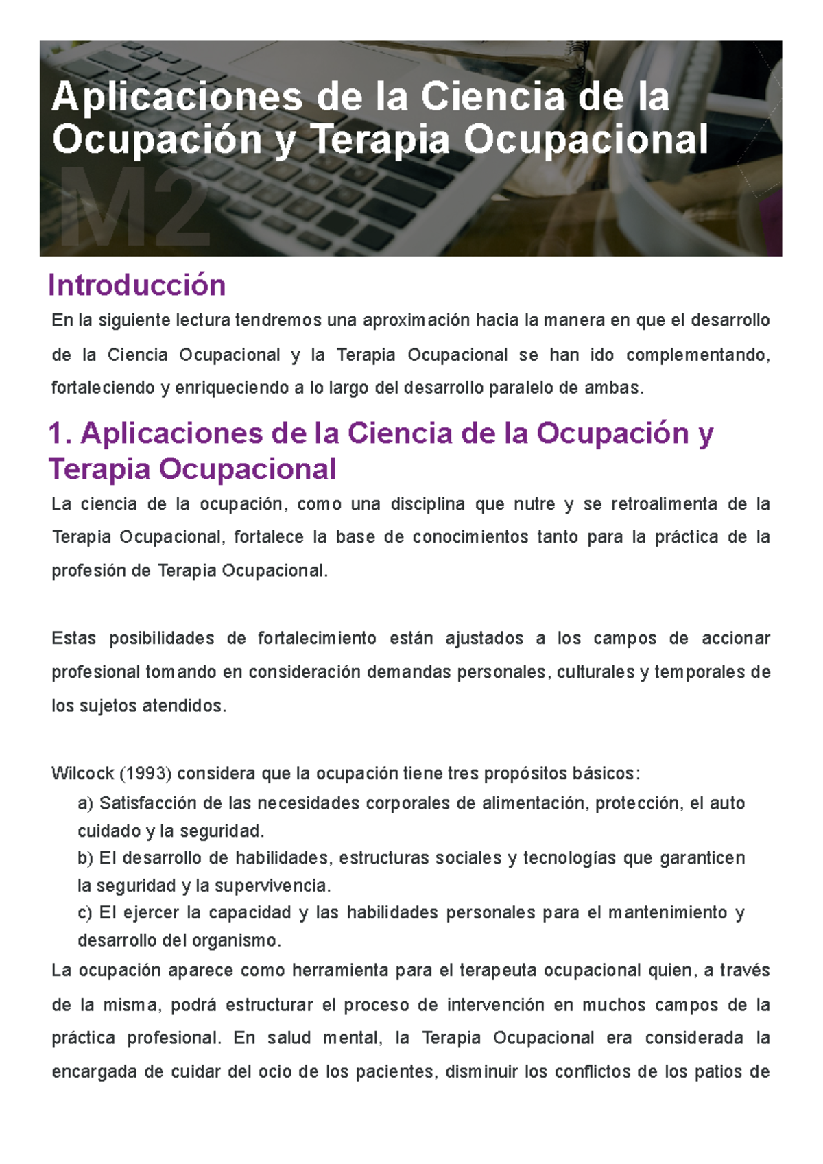 M2L3 - m 2 - l3 - Aplicaciones de la Ciencia de la Ocupación y Terapia ...