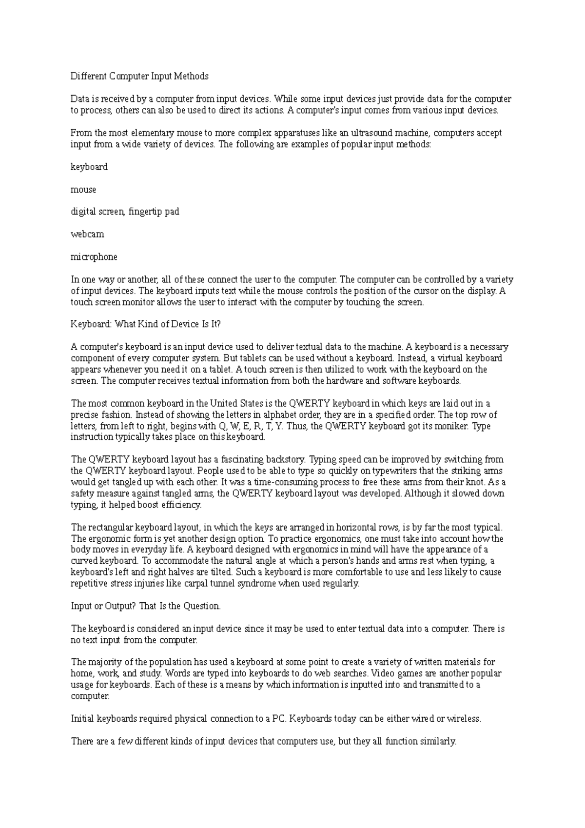 Input devices - While some input devices just provide data for the ...