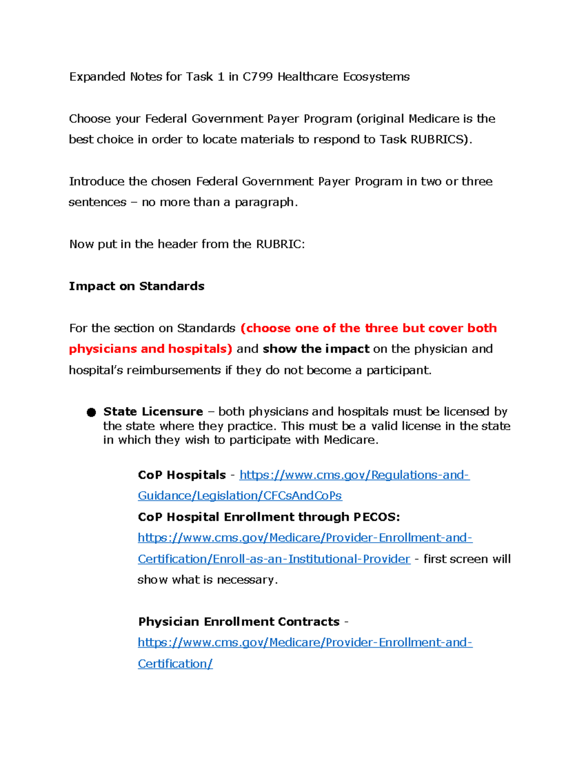 C799 Diana Task 1 Notes - Expanded Notes for Task 1 in C799 Healthcare ...