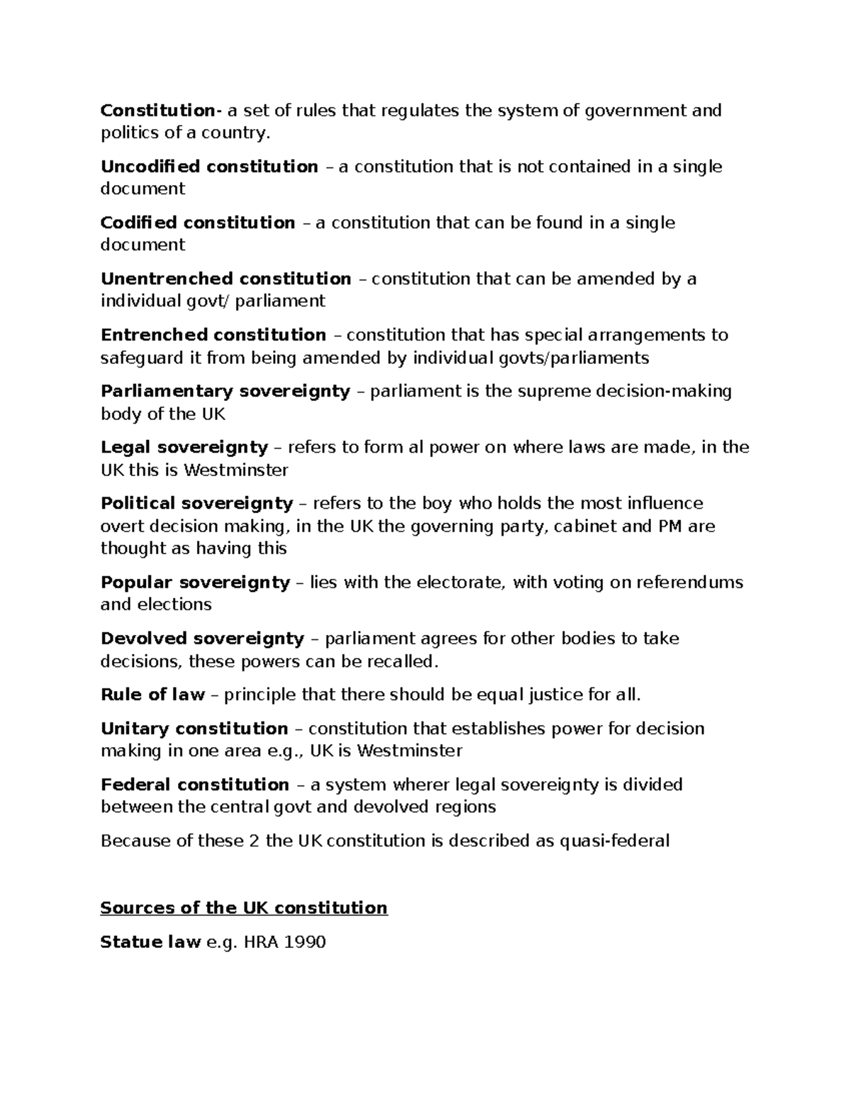 Constitution paper 2 politics plans - Constitution- a set of rules that ...