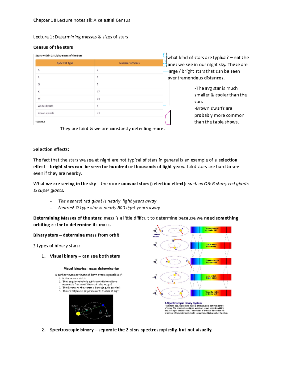 Chaper 18 lecture notes - Lecture 1: Determining masses & sizes of ...
