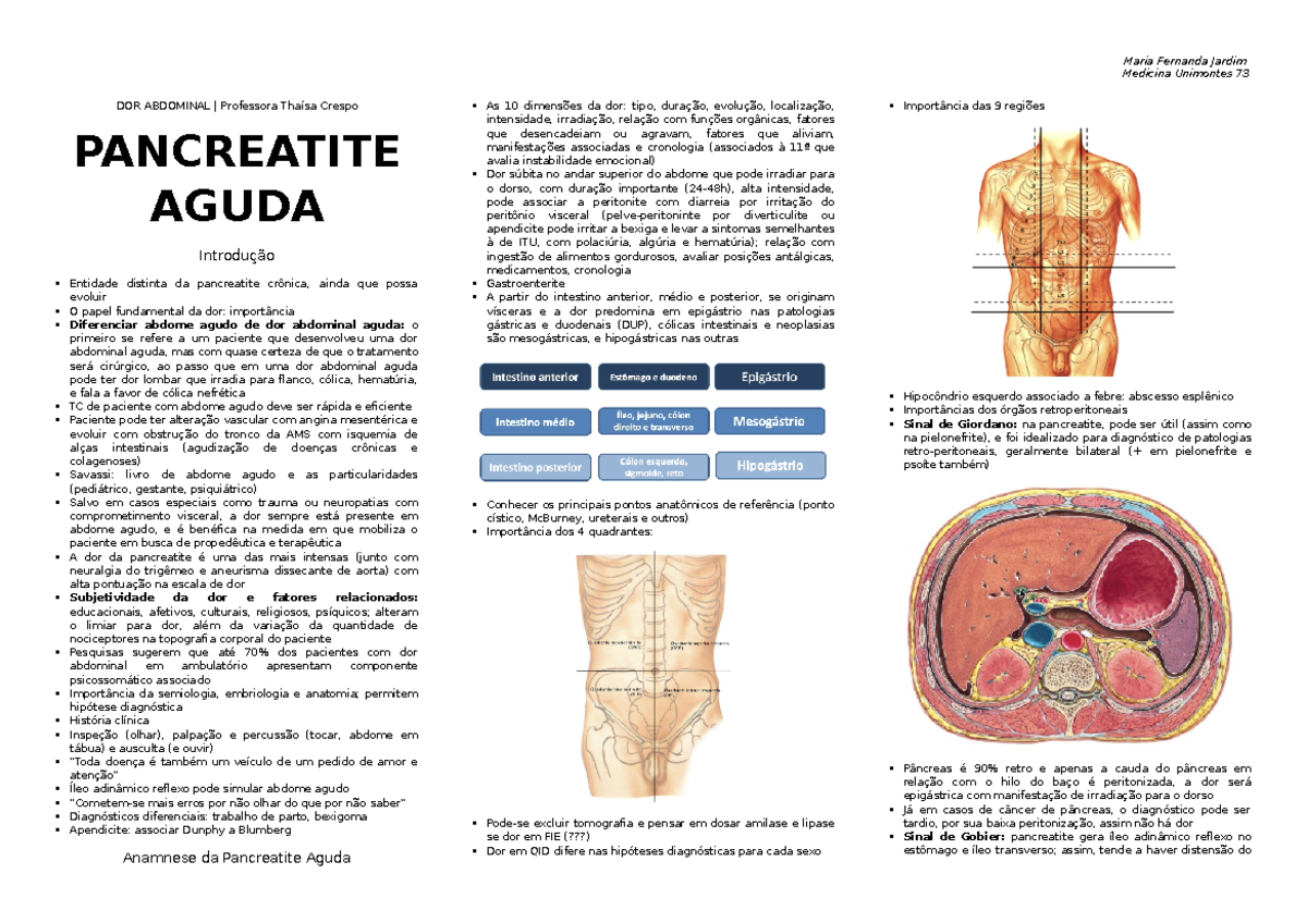 Pancreatite Aguda - thaísa - Medicina Unimontes 73 DOR ABDOMINAL ...