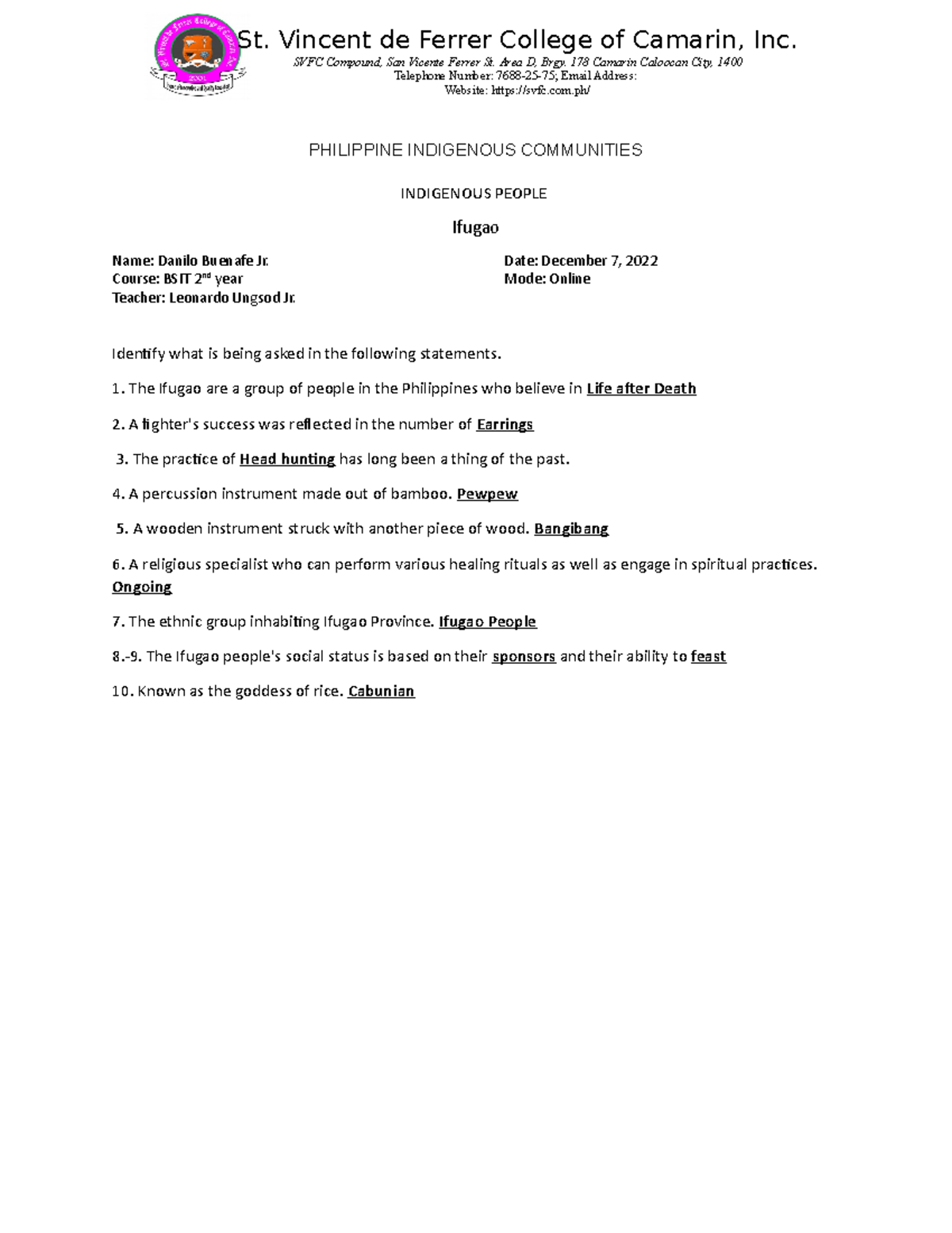Ifugao - brief intro - St. Vincent de Ferrer College of Camarin, Inc ...