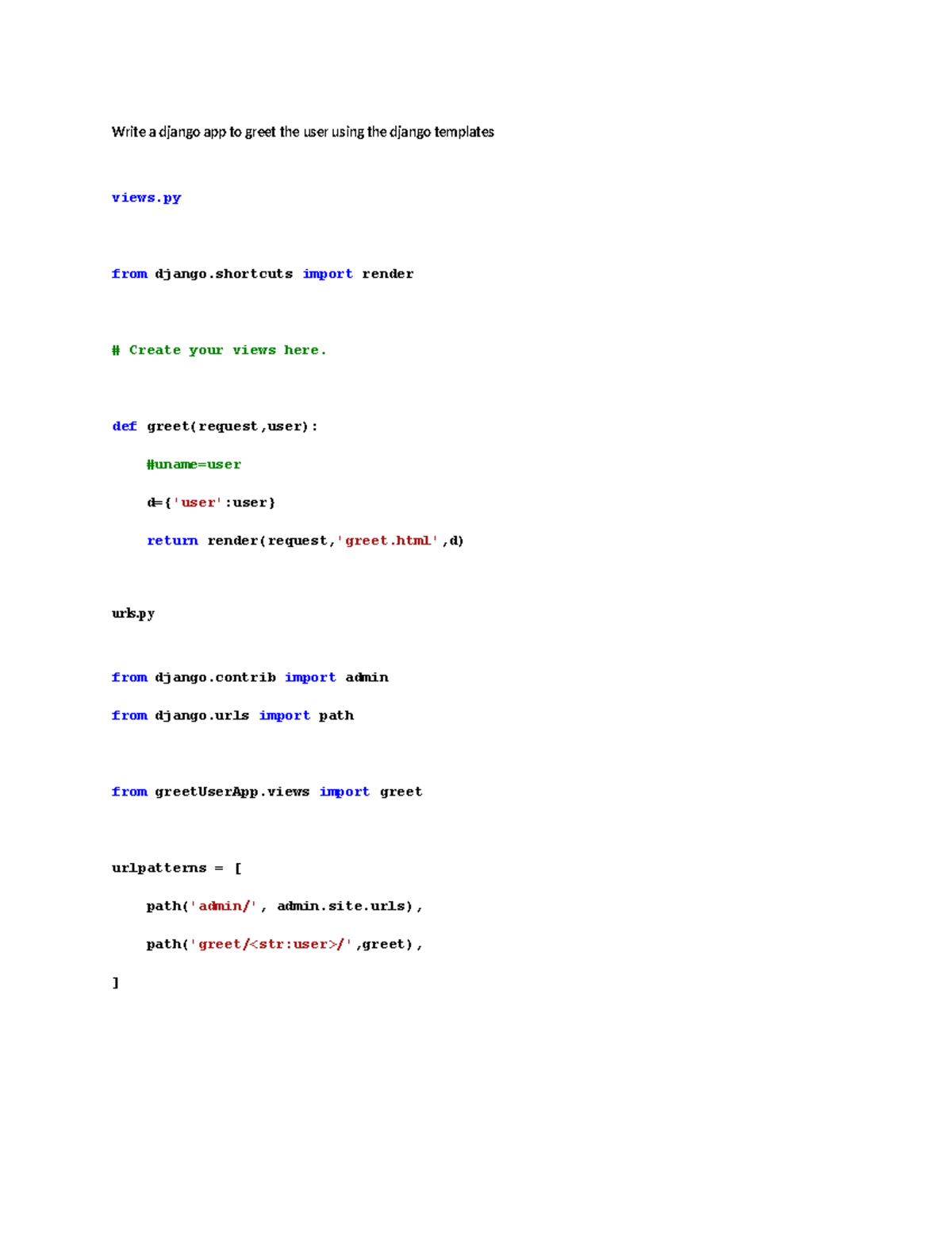 Module 2 Fsd Ok Write A Django App To Greet The User Using The