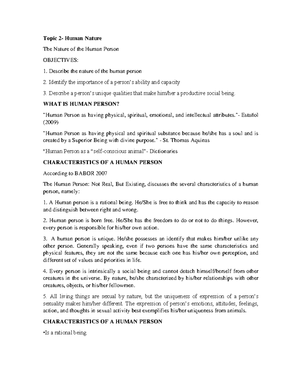 Human Nature - mrooms guide - Topic 2- Human Nature The Nature of the ...