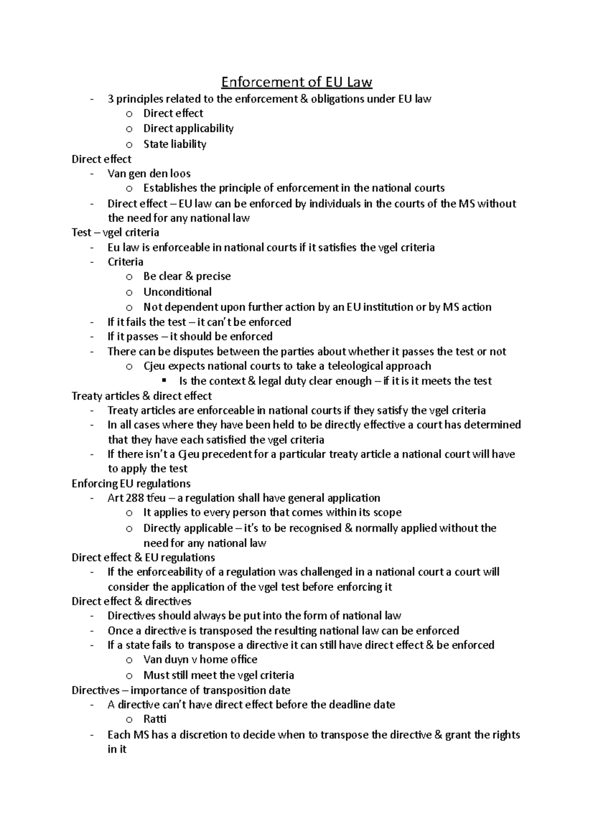 Enforcement of EU Law - Lecturer - Alan Birbeck - Enforcement of EU Law ...