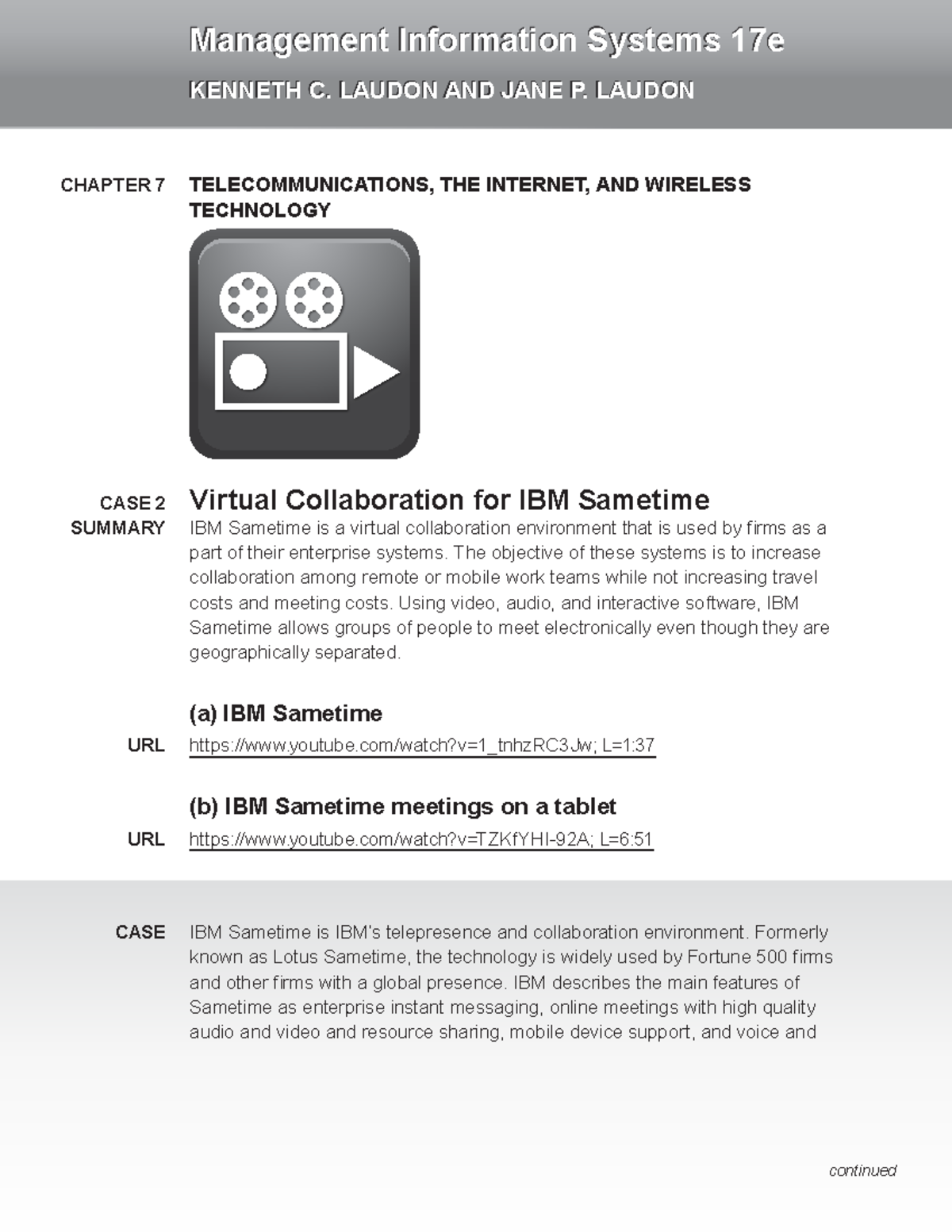 MIS17 CH07 Case2 IBMSametime-rev - Management Information Systems 17e ...