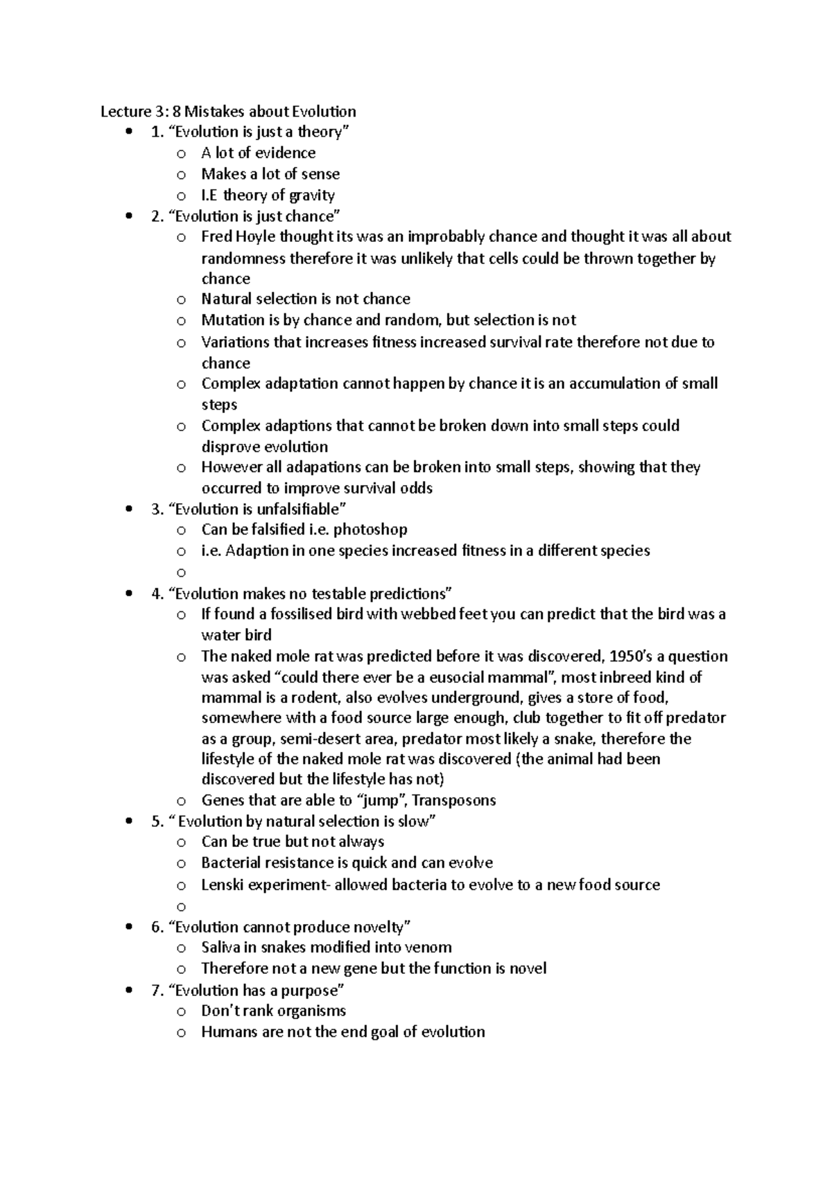 Lecture 3 - 8 mistakes about evolution - Lecture 3: 8 Mistakes about ...