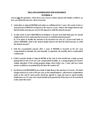 Tutorial 5-questions - EBQ 1063 / EBE 1053 MATHEMATICS FOR ECONOMICS ...