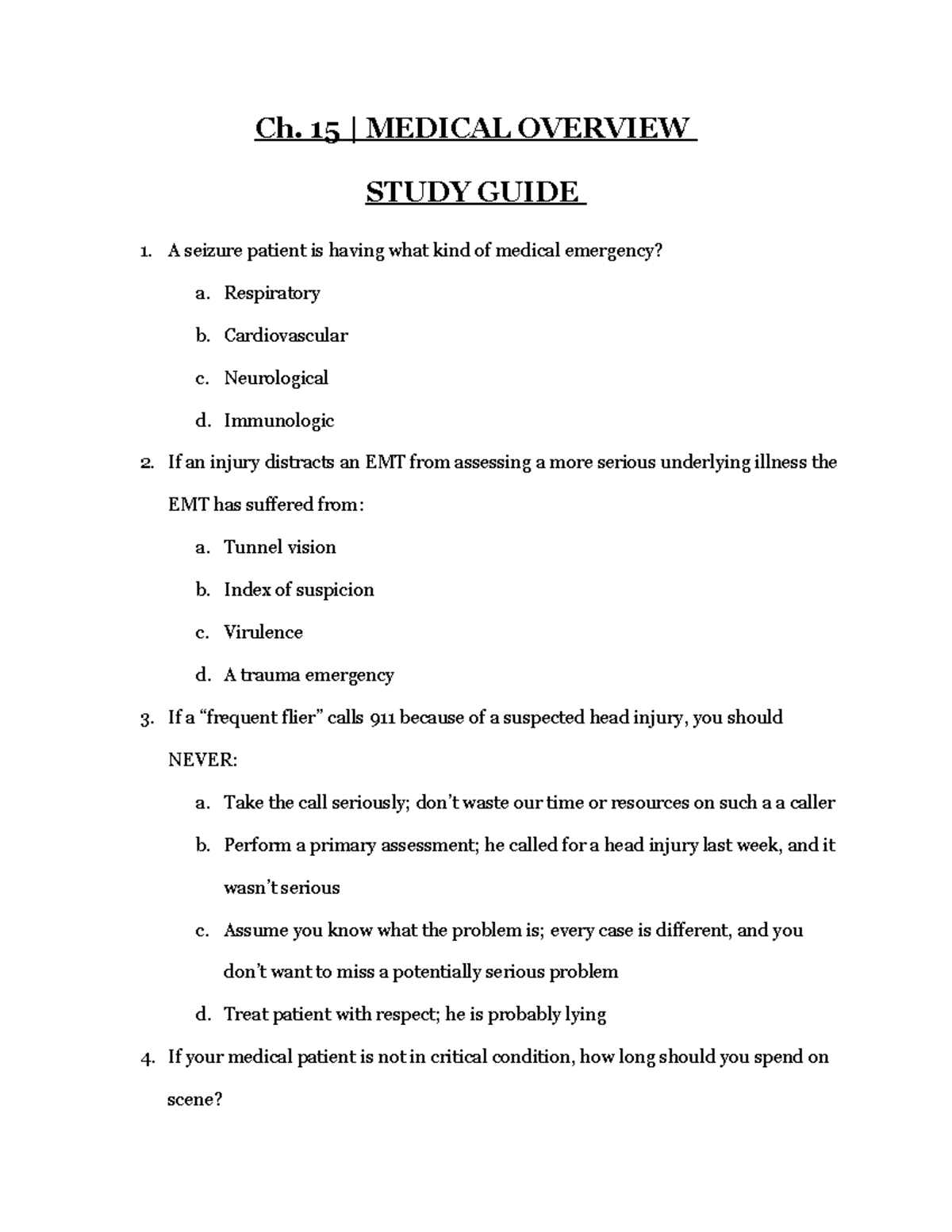 15 - Medical Overview Study Guide - Ch. 15 | MEDICAL OVERVIEW STUDY ...