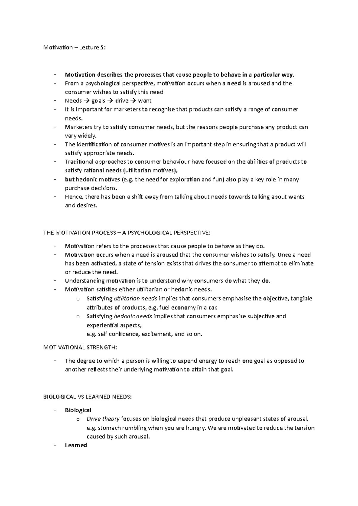 5. Motivation - Lecture notes 11 - Motivation – Lecture 5: Motivation ...