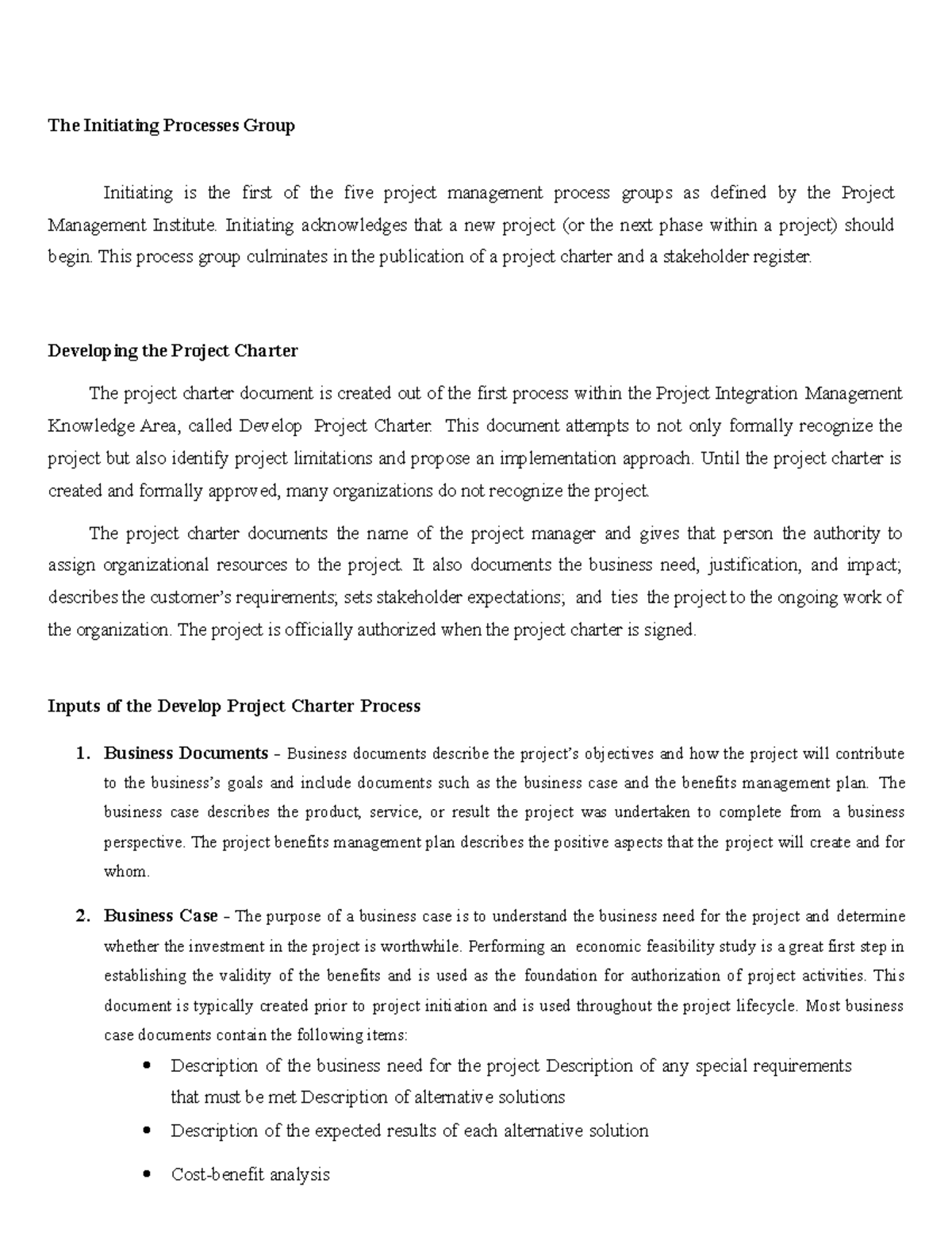 The Initiating Processes Group - The Initiating Processes Group ...