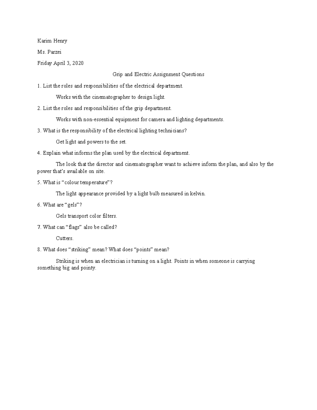Drama worksheet 52 screenplay 2 - English 3Dd3 - McMaster - Studocu