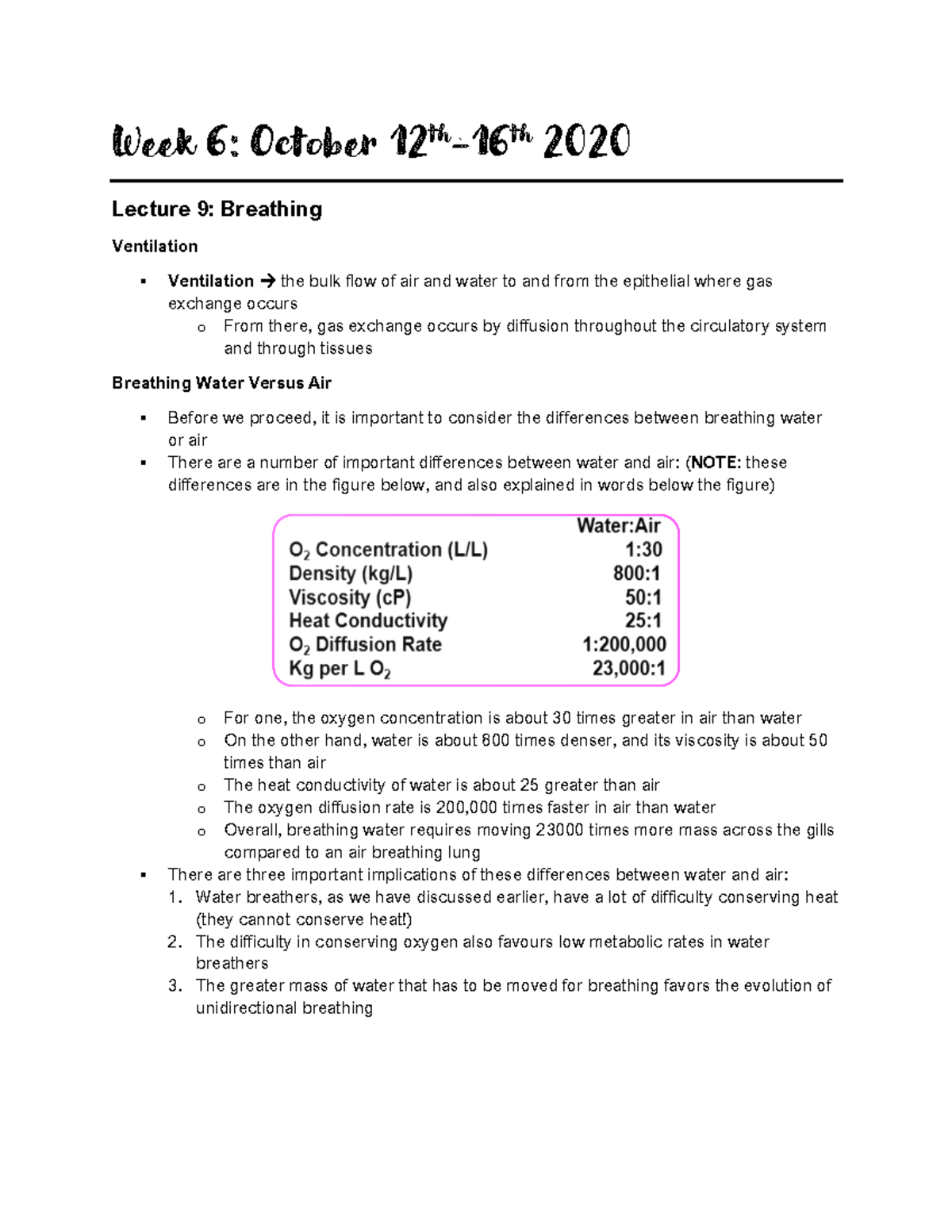 Week 6 - lecture notes - Week 6: October 12 th - th 2020 Lecture 9 ...