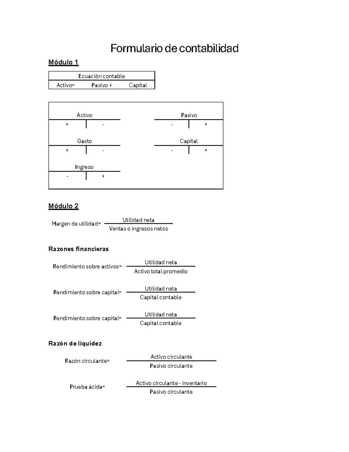 Formulario de contabilidad - Formulario de contabilidad Módulo 1 ...