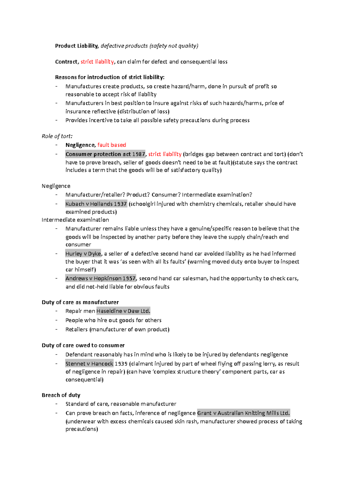 Product liability - Unit 6 - Product Liability, defective products ...