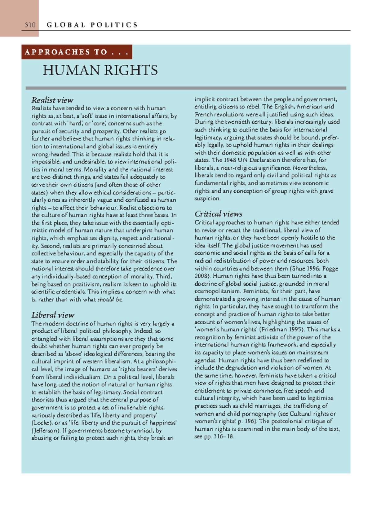Global Politics-168 - n/a - 310 G L O B A L P O L I T I C S HUMAN ...