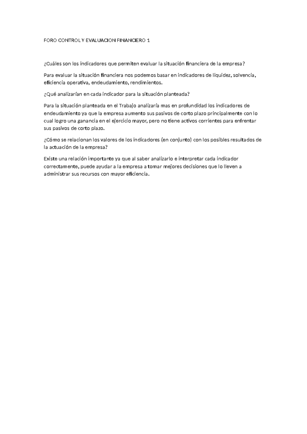 FORO Control Y Evaluacion Financiero 1 - FORO CONTROL Y EVALUACION ...
