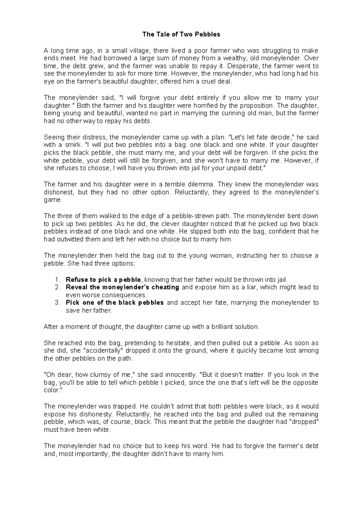 9-13-2024 English 8 The-Tale-of-Two-Pebbles - The Tale of Two Pebbles A ...