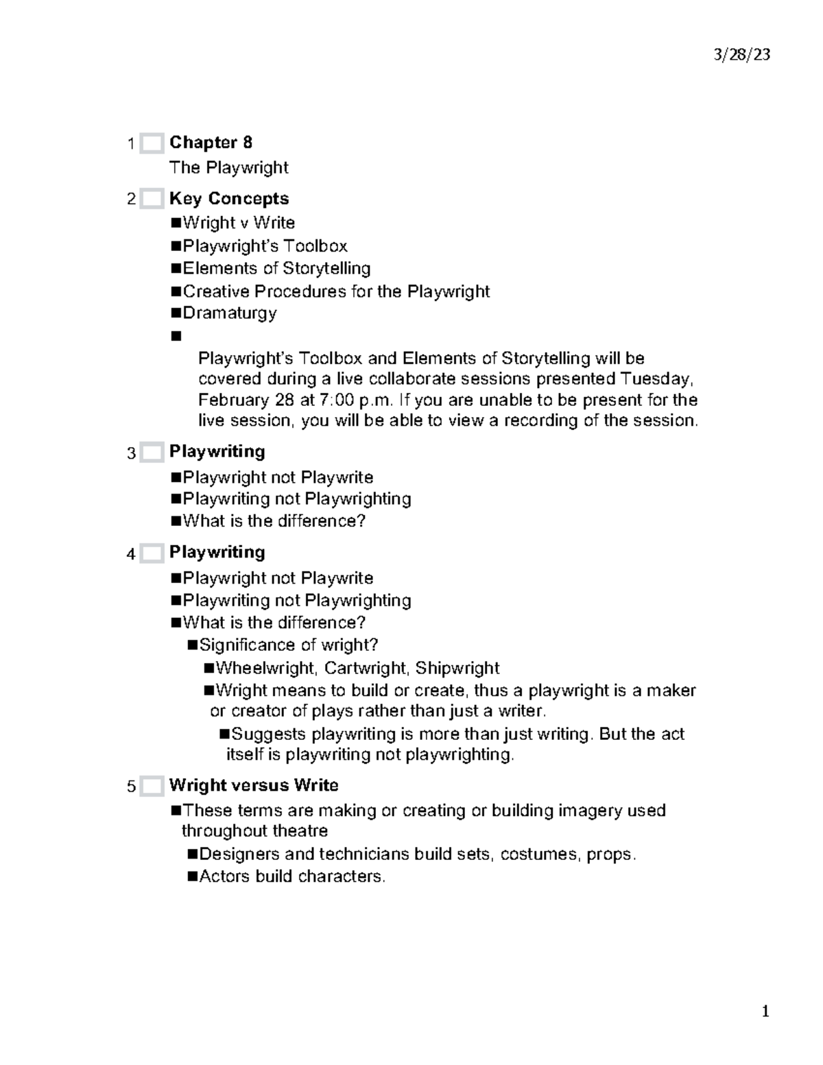 Chapter 8 Playwright ov 23 - 3/28/ 1 Chapter 8 The Playwright Key ...