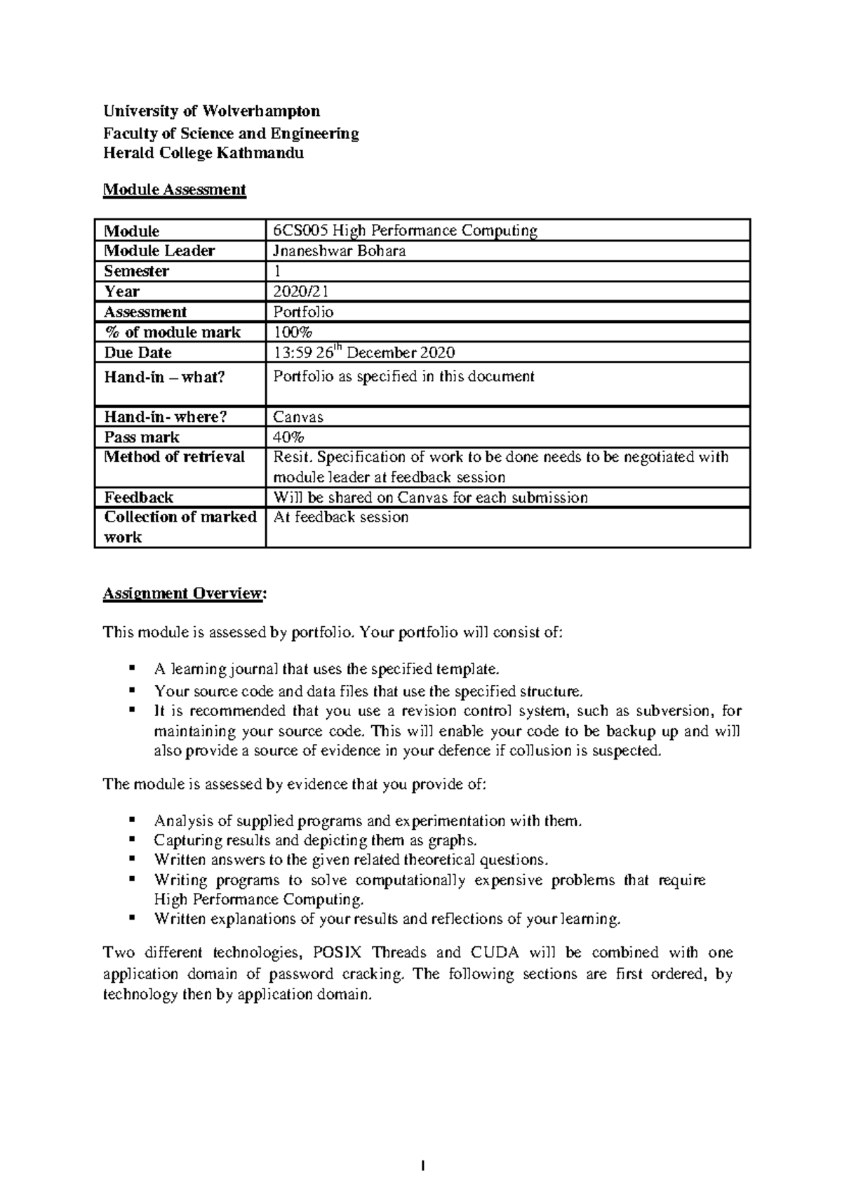 6CS005 - Portfolio Spec Sem1 2020 21 - Structured Programming - - StuDocu
