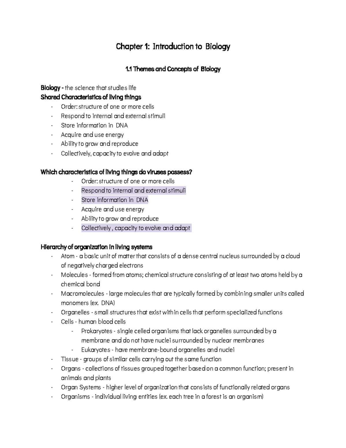 Lesson 1 - Principles of Biology - Chapter 1: Introduction to Biology 1 ...