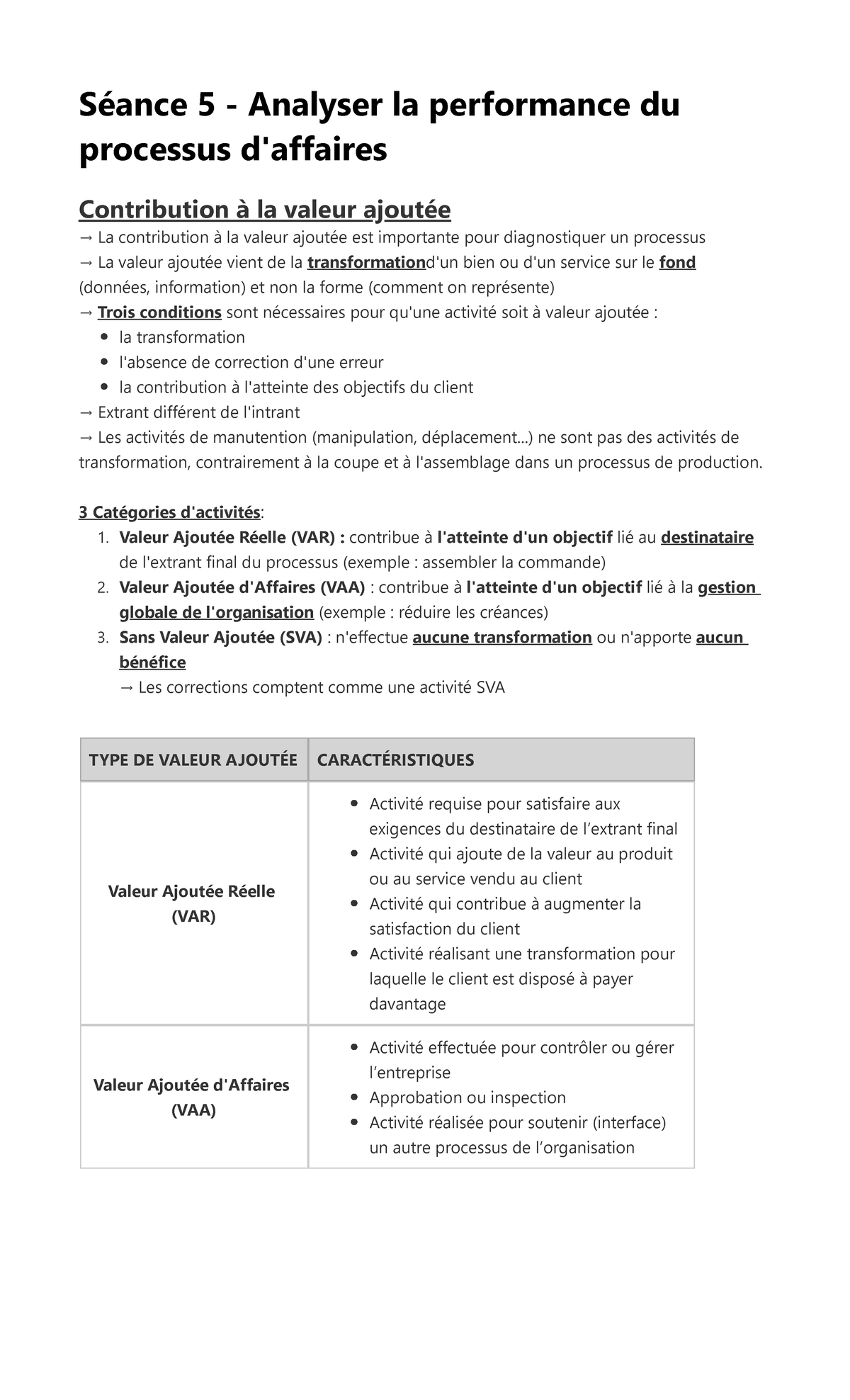 Séance 5 - Analyser la performance du processus d'affaires - Séance 5 ...