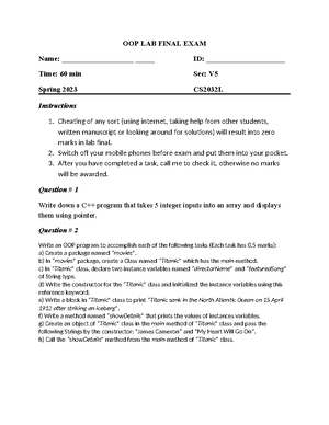OOP assignment 3 - NAME Ali Razzaq CLASS ID F OOP ASSIGNMENT 2 Problem No# #include using ...