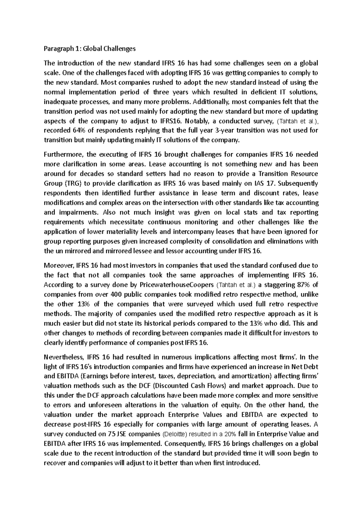 AF210 group assignment - Paragraph 1: Global Challenges The ...