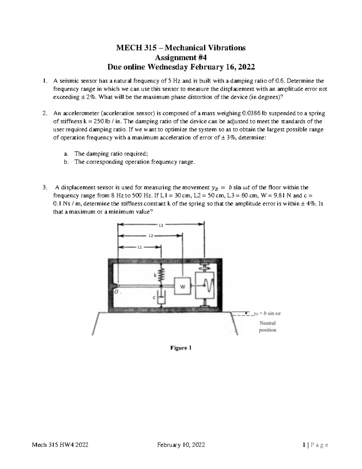 MECH315 HW4 2022-1 - Mech 315 HW4 2022 February 10, 2022 1 | P a g e MECH 315 – Mechanical - Studocu