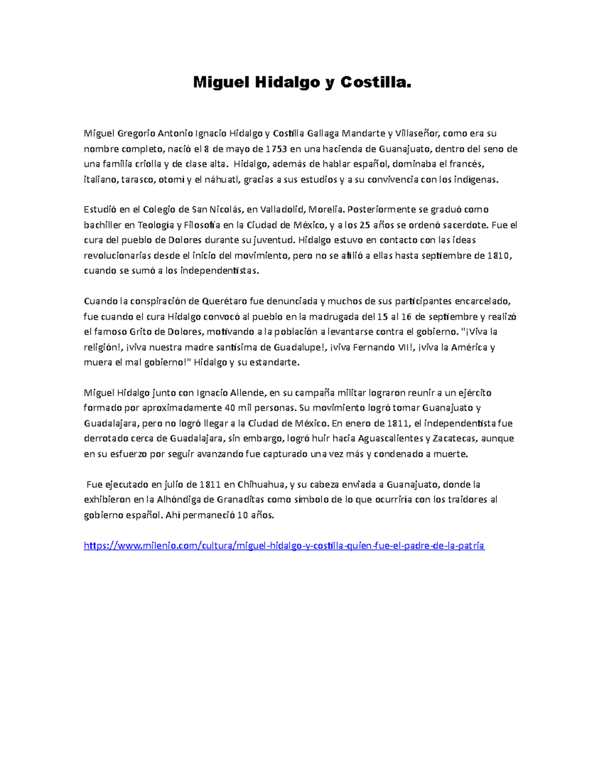 Historia - hola - Miguel Hidalgo y Costilla. Miguel Gregorio Antonio ...