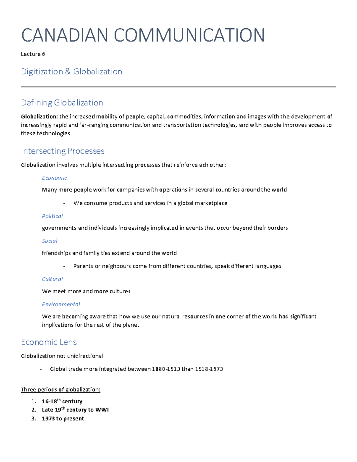 Comm. - Lecture 6 - CANADIAN COMMUNICATION Lecture 6 Digitization ...