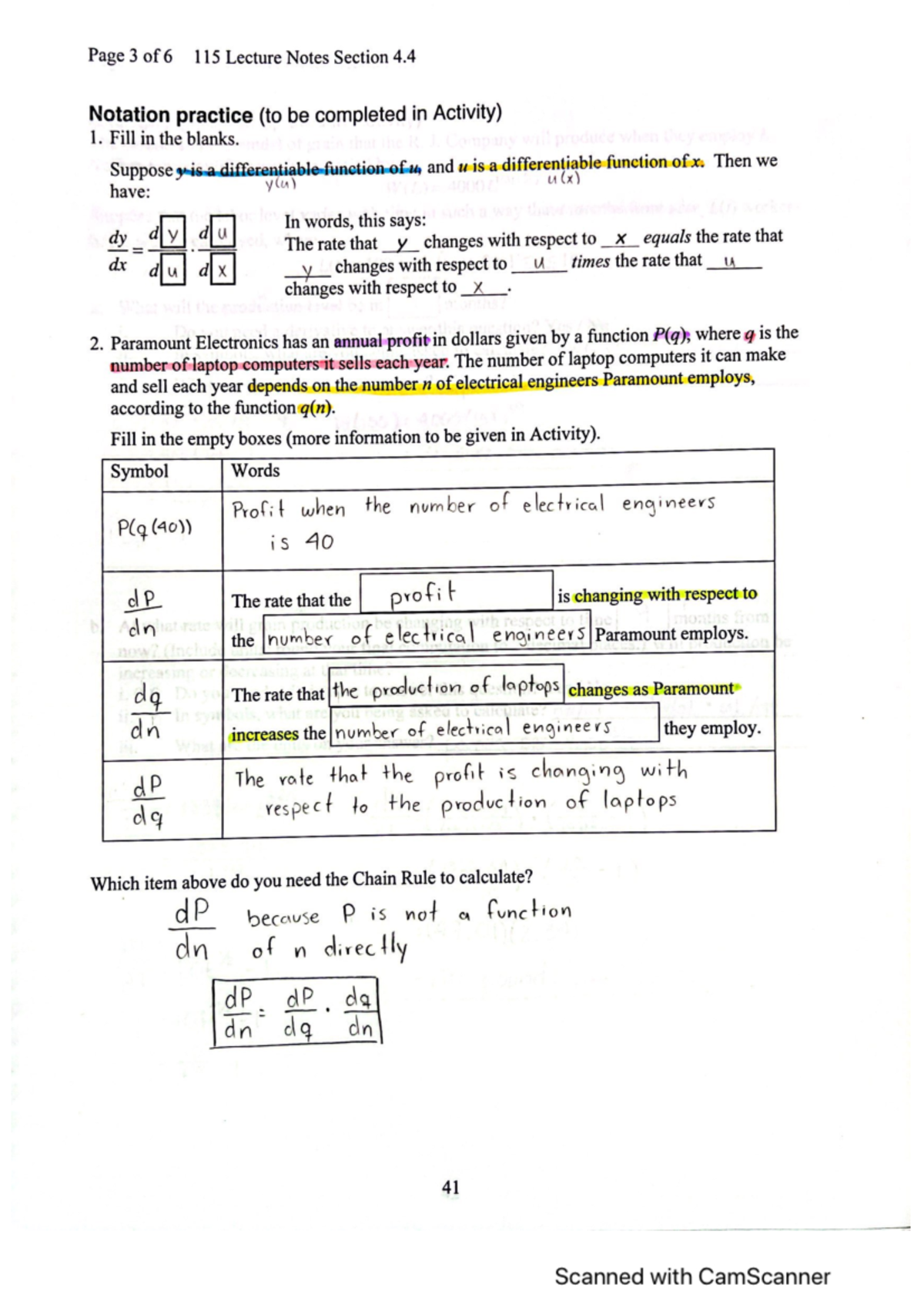 MATH 115 Chain Rule Practice - MATH 115Z - Studocu