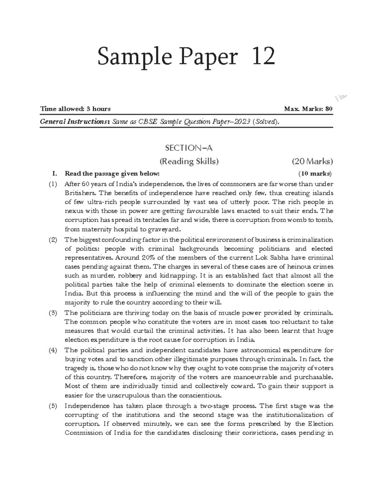 Sample Paper -12 - a statement, picture in words, or account that ...