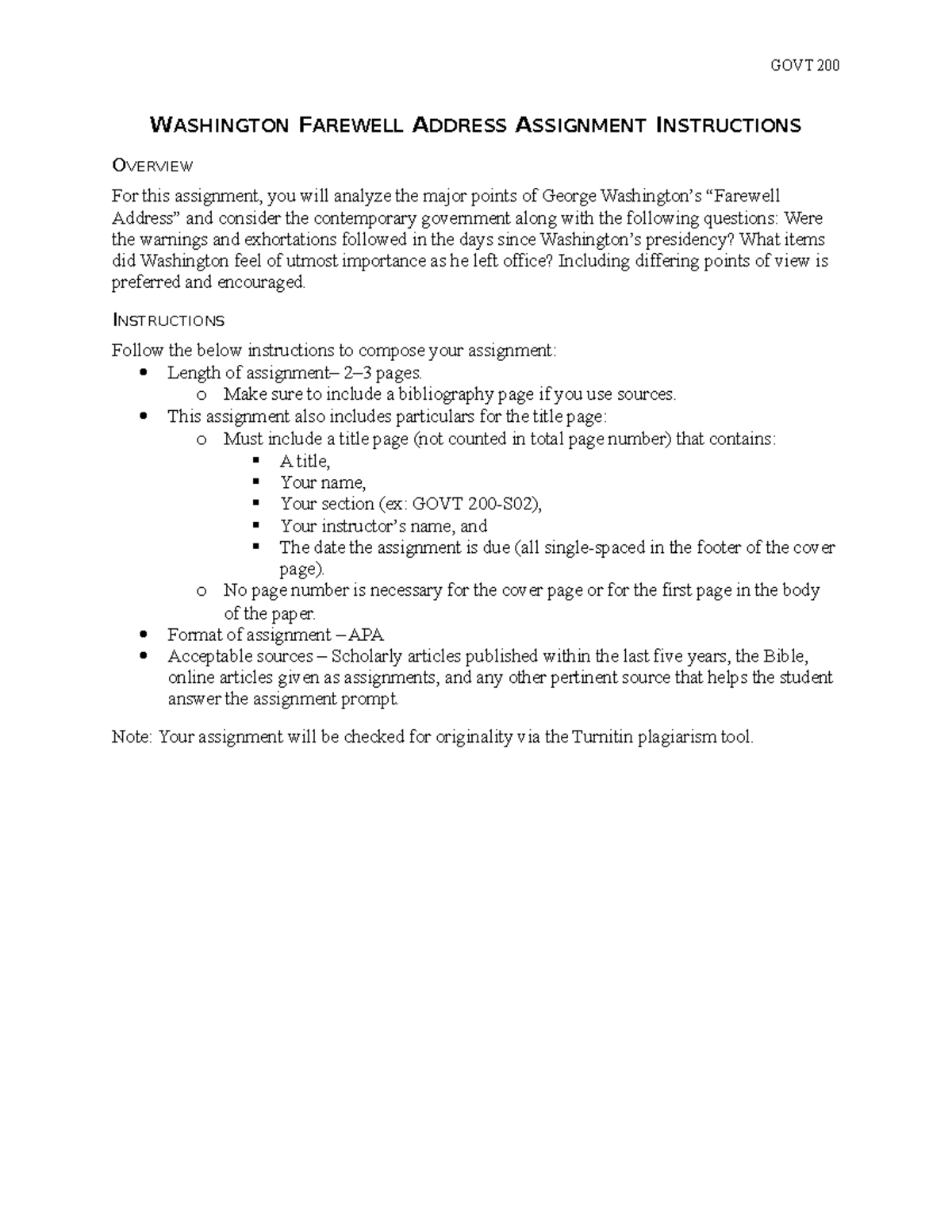 Washington+Farewell+Address+Assignment+Instructions - GOVT 200 ...