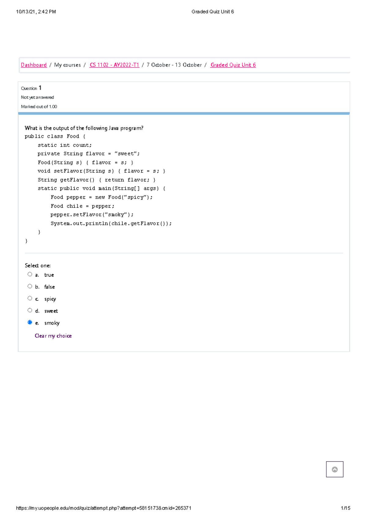 Graded Quiz Unit 6 2021-2022 - Question 1 Not yet answered Marked out ...