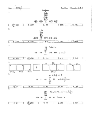 Cours 5 - TAGE-MAGE - Pratique - Logique - Corrigé - MATH 037 - Studocu