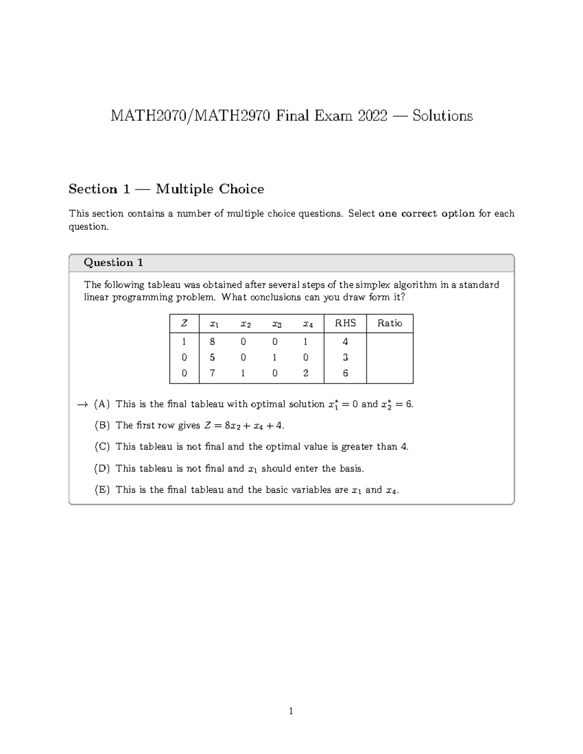 MATH2X70 Main Exam 2022 Solutions - MATH2070/MATH2970 Final Exam 2022 ...